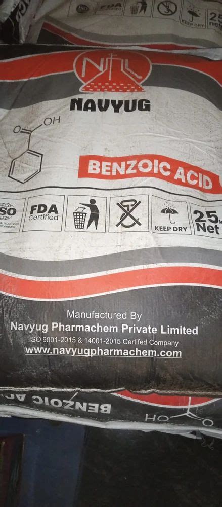 Benzoic Acid Packaging Size 25 Kg Packaging Type Bag At ₹ 105