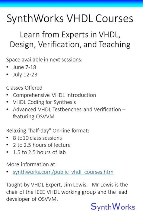 Jim Lewis On Linkedin Vhdl Osvvm Online Training