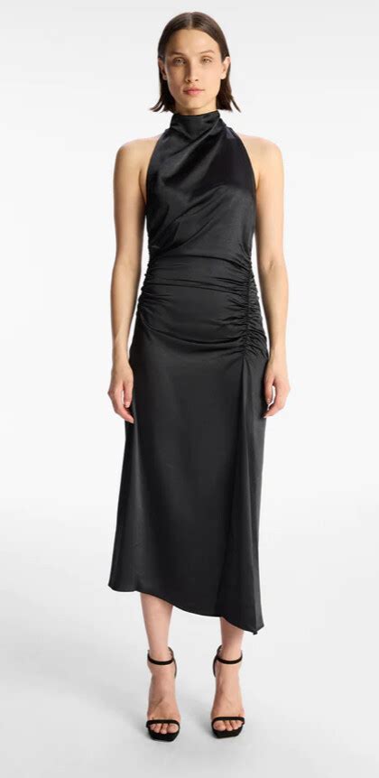 Alc Inez Satin Midi Dress Black
