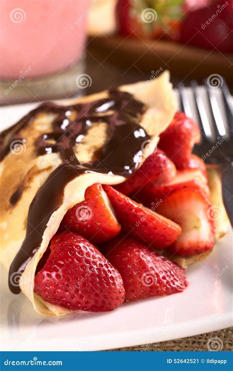 Crepe With Strawberries Stock Image Image Of Strawberry 52642521