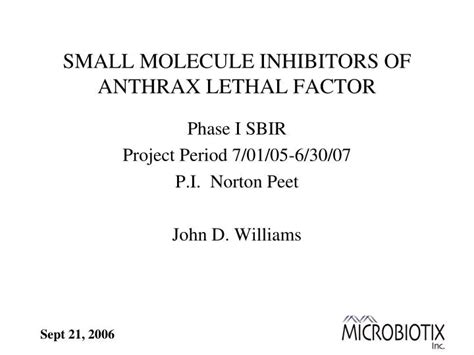 Ppt Small Molecule Inhibitors Of Anthrax Lethal Factor Powerpoint Presentation Id5478220
