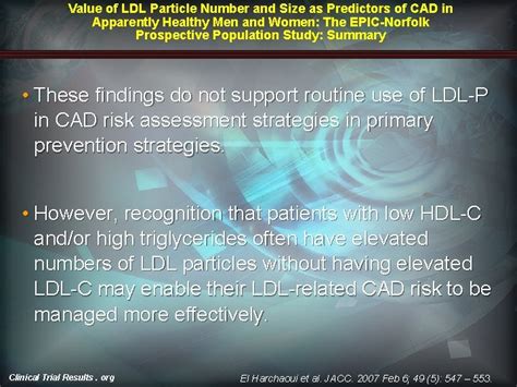 Value Of Ldl Particle Number And Size As