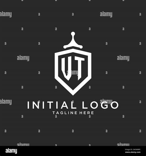 Vt Monogram Logo Initial With Shield Guard Shape Design Ideas Stock