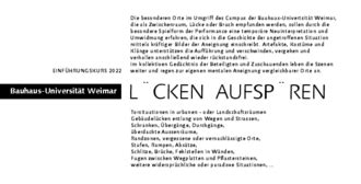 Bauhaus Universität Weimar Lücken aufspüren Einladung zur