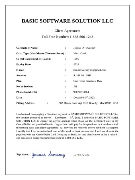 Basic Software Solution Llc Signed Pdf Credit Card Debit Card