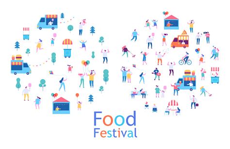 여름 음식 축제 음식 거리 박람회 가족 축제 Food Festival에 대한 스톡 벡터 아트 및 기타 이미지 Food