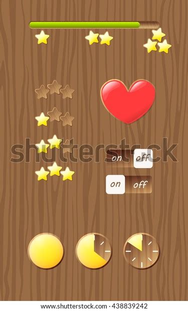 Wooden Screen Template Gui Elements Progress Stock Vector Royalty Free 438839242 Shutterstock