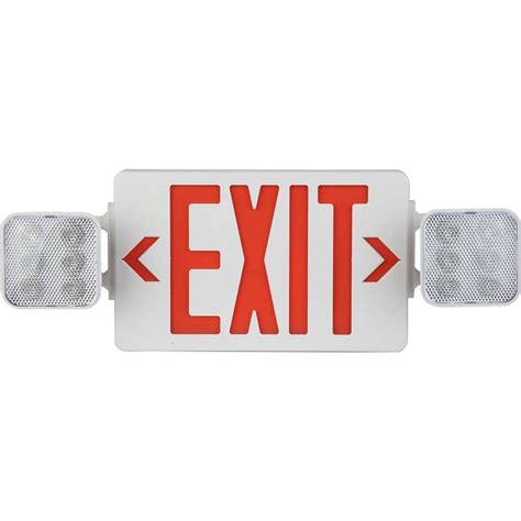 Ciata 60 Watt Equivalent White Integrated Led Exit Sign Combo 41132l The Home Depot