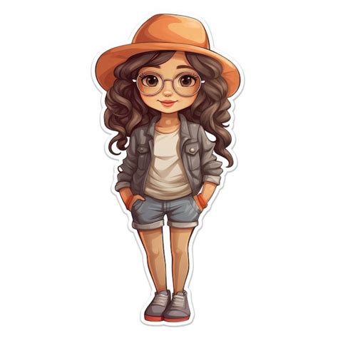 Premium Ai Image Sticker Of A Cute European Girl In Urban Summer