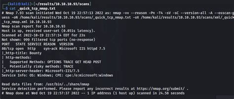 Windows Easy Htb Bounty Quick Initial Nmap Scan Finds Open Port