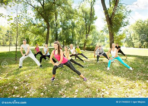 Large Group Stretching Stock Image Image Of Beauty Adult 21744333