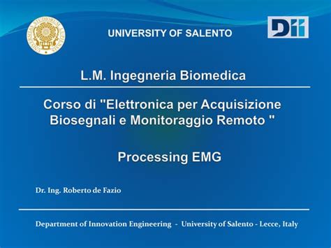 Lezione Xprocessing Emgpdf Overview Of Emg Processing Techniques Pdf