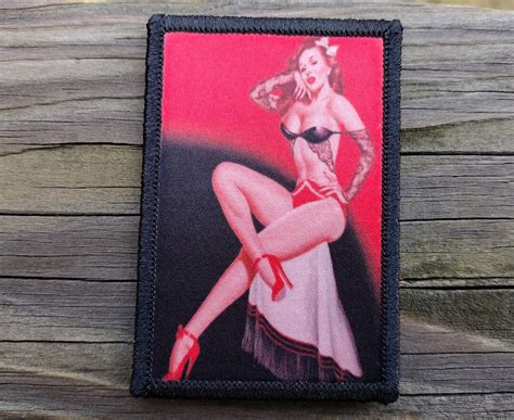 Vintage Pinup Girl Heels Sexy Morale Patch Hook And Loop Etsy