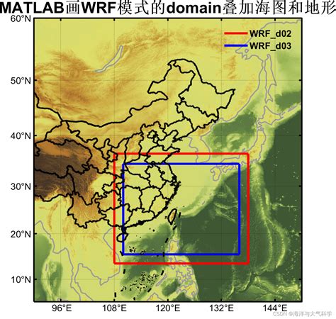 Matlab画wrf模式的domain叠加海图和地形 Wrf嵌套区域绘图 Csdn博客