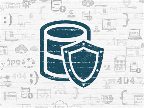 shielded database programming concept with wall background site brick