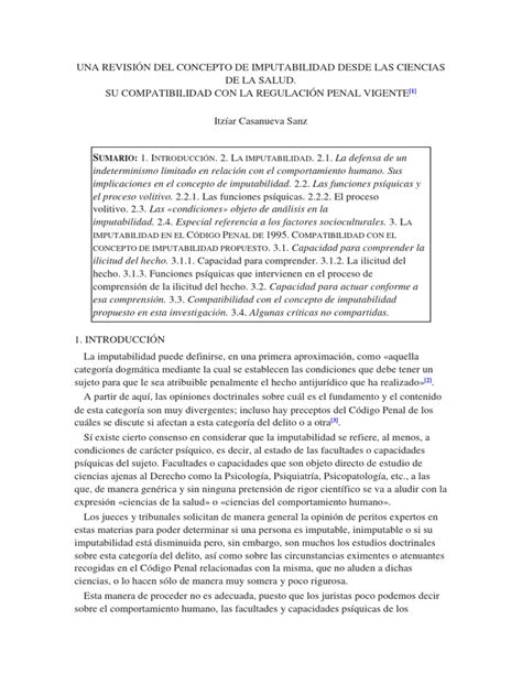 Revisión Del Concepto De Imputabilidad Desde Las Ciencias De La Salud