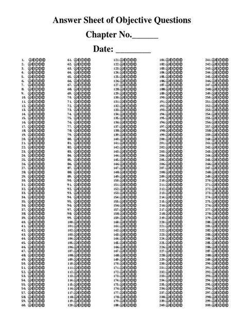Answer Sheet Of Objective Type Questions 1 Pdf