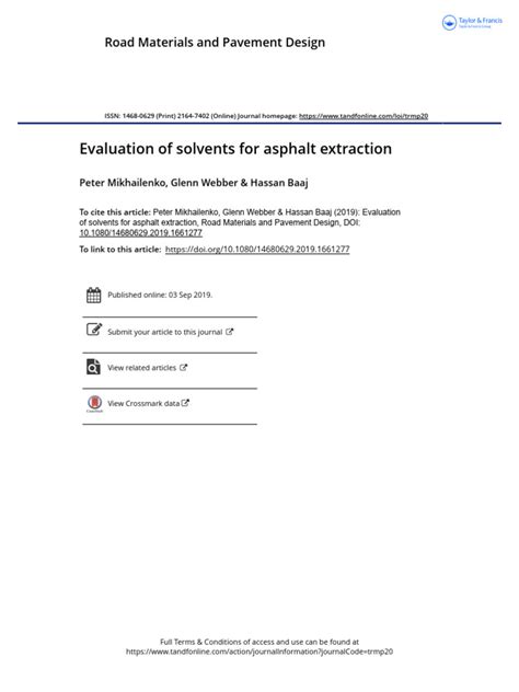 5 Evaluation Of Solvents For Asphalt Extraction Pdf