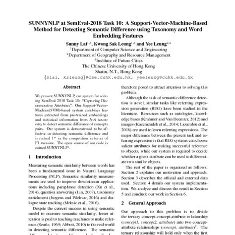 Sunnynlp At Semeval 2018 Task 10 A Support Vector Machine Based Method