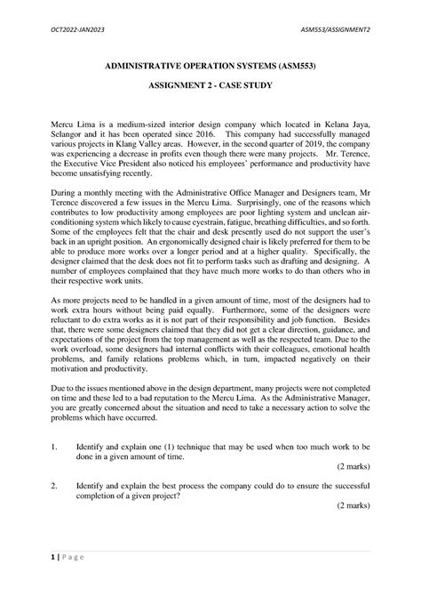 Assignment Case Study Question Jan Offices Systems Uitm Studocu