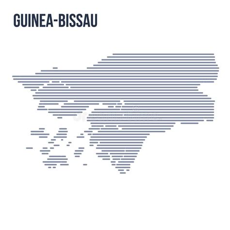 Vector Abstract Hatched Map Of Guinea Bissau With Horizontal Lines Isolated On A White