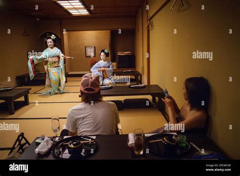 Maikos Geisha Apprentice Dancing In A Tea Housegeishas Distric Of