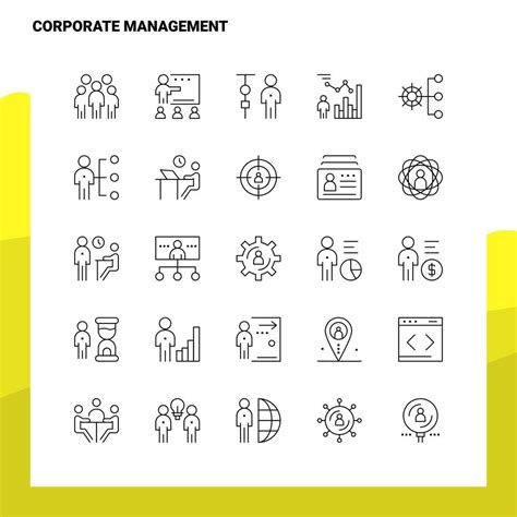 Set Of Corporate Management Line Icon Set 25 Icons Vector Minimalism
