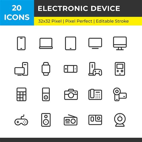 Premium Vector Electronic Devices Related Icons Set Simple Line Icons And Editable Stroke In