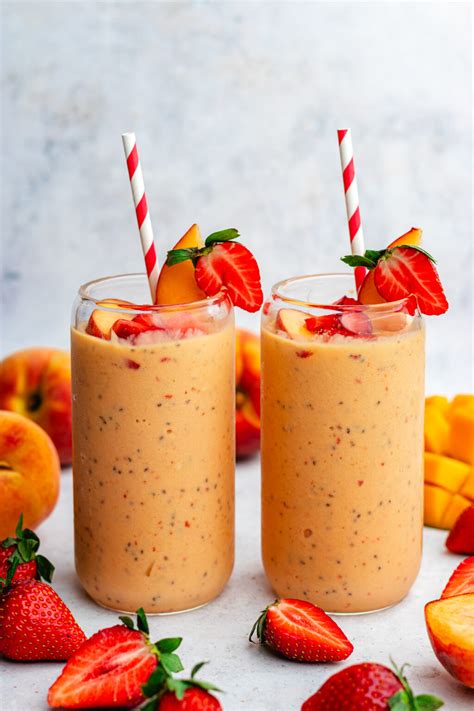 Strawberry Mango Peach Smoothie The Delicious Plate