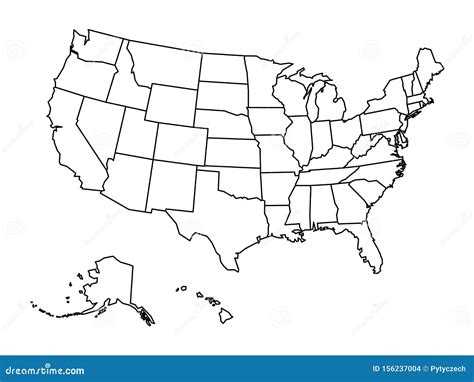 Blank Map Of United States Of America USA Simplified Dark Grey