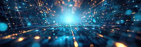 Premium Photo Futuristic Digital Technology Grid With Blue Lights