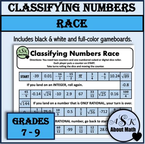 Classifying Numbers Race By Ask About Math Tpt