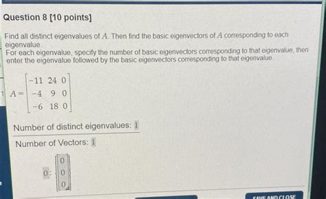Find All Distinct Eigenvalues Of A Then Find The