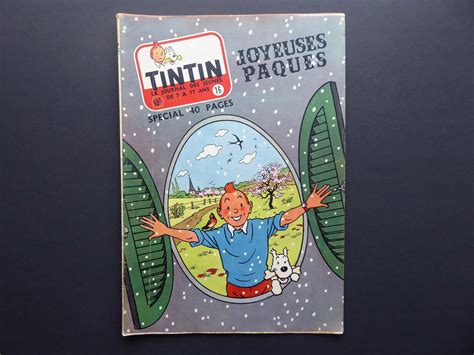Tintin Journal Happy Easter Hergé Belgian Edition 12th Year April 17 1957 No 16 Tintin