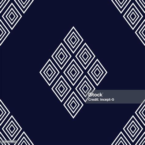 벽지 스커트 카펫 벽지 의류 포장 바틱 직물 벡터 일러스트에 사용되는 시트에 사용되는 다크 블루 배경 디자인의 원활한 패턴 기하학적 민족 텍스처 자수eps 0명에 대한 스톡