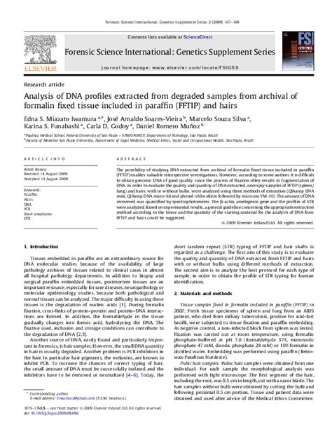 Pdf Analysis Of Dna Profiles Extracted From Degraded Samples From Archival Of Formalin Fixed
