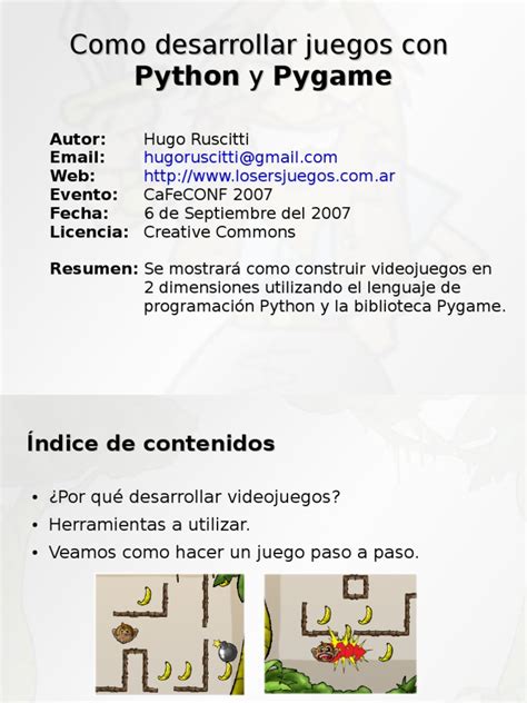 Como Desarrollar Juegos Con Pygame Y Python Pdf Python Lenguaje De