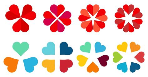 Premium Vector Hearts Arranged In Circle Forming Flower Like Shape Three To Six Icon Version