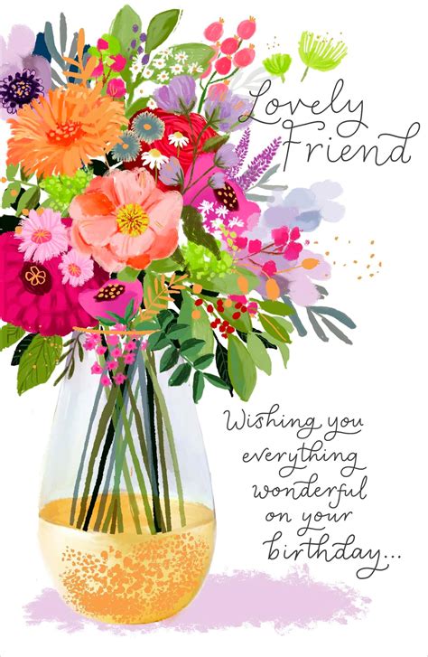 Ling Design Female Birthday Card Handcrafted Happy Birthday Card With
