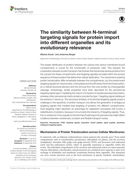 Pdf The Similarity Between N Terminal Targeting Signals For Protein