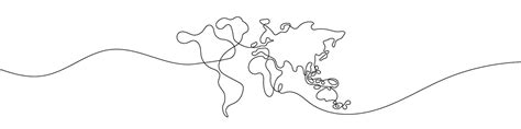Premium Vector Continuous Line Drawing Of World Map One Line Image Of