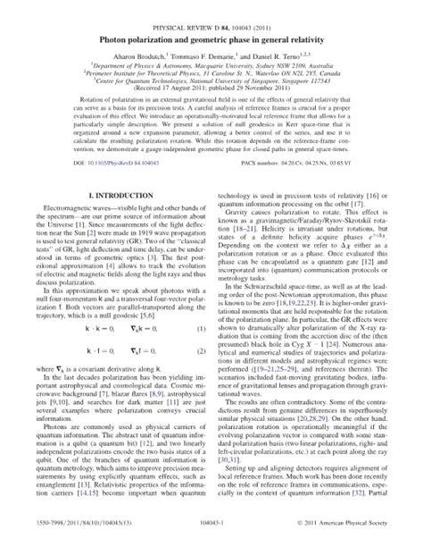 Photon Polarization And Geometric Phase In General Relativity Docslib