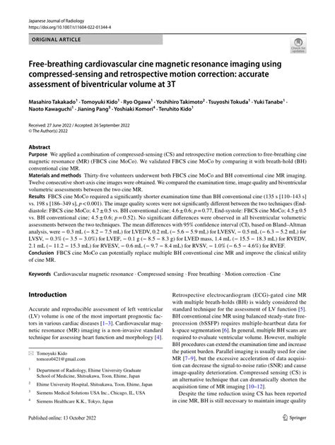Pdf Free Breathing Cardiovascular Cine Magnetic Resonance Imaging