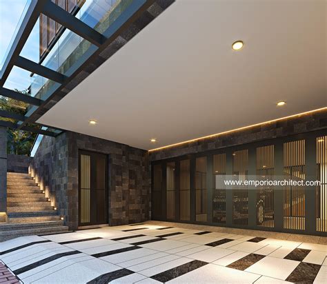 Desain Tampak Detail Depan Rumah Modern Lantai Mrs MYM Di Jakarta Desain Kanopi