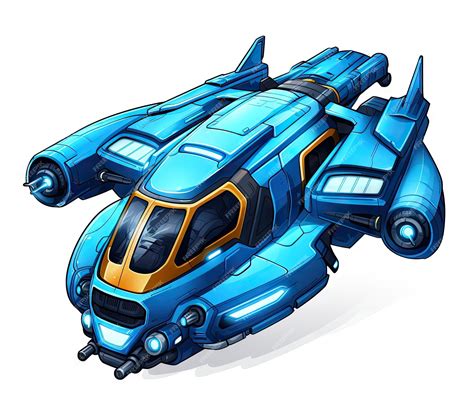 미래의 우주선 공상과학 외계인 Ufo 차량 하 배경 과장된 만화 일러스트레이션 프리미엄 사진