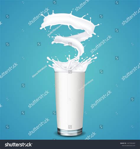 Realistic Milk Flow Glass Splash Isolated Stock Vector Royalty Free