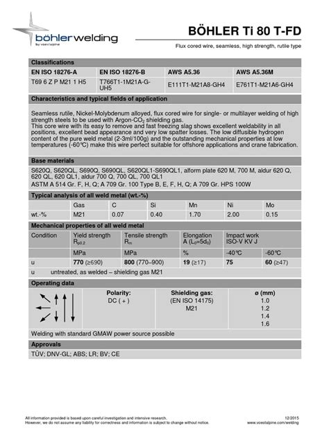 B Boehler Ti 80 T Fd Fde En 5 Pdf Construction Welding