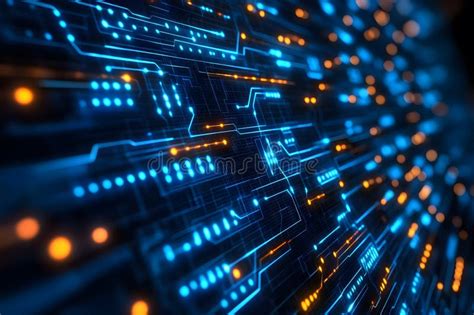 Futuristic Digital Circuit Board With Glowing Blue And Orange Lights For Tech Design Generative