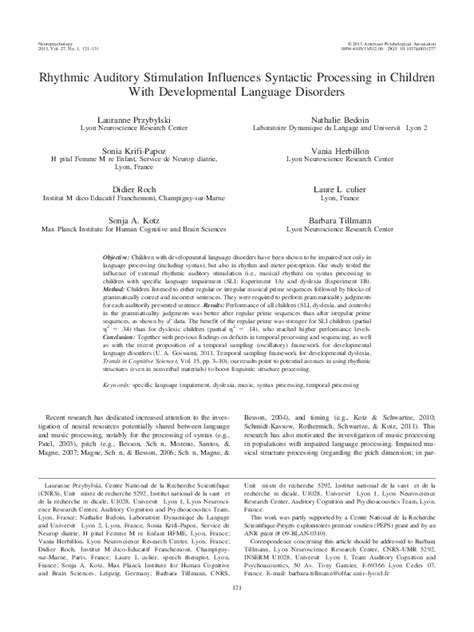 Pdf Rhythmic Auditory Stimulation Influences Syntactic Processing In