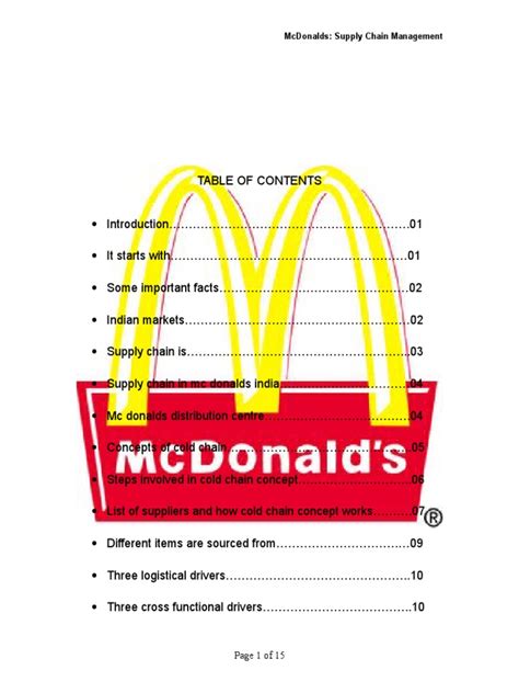 Mc Donalds Supply Chain Management Pdf Fast Food Restaurants